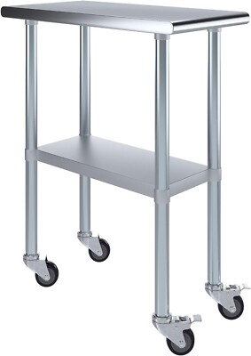 30' x 15" Stainless Steel Rolling Work Table with Ubndershelf and ...
