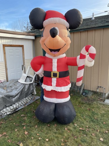 Gemmy 10.5' Airblown Disney Mickey Mouse Santa Suit with Candy Cane ...