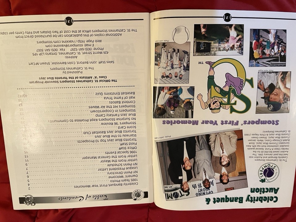 Rare St. Catharines Stompers 1996 MiLB Program,Unused Scorecard EXC 8 1 ...