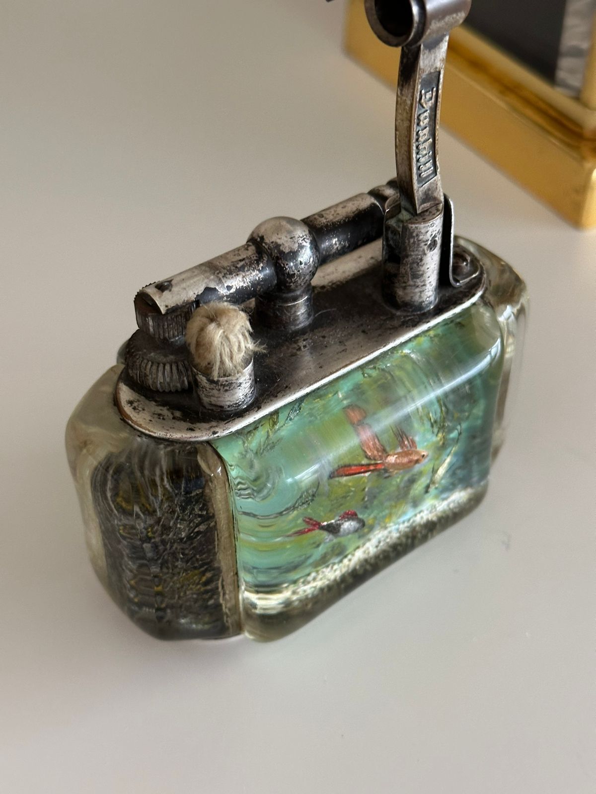 DUNHILL 1949 STANDARD AQUARIUM LIFT ARM PETROL LIGHTER IN PERSPEX ...