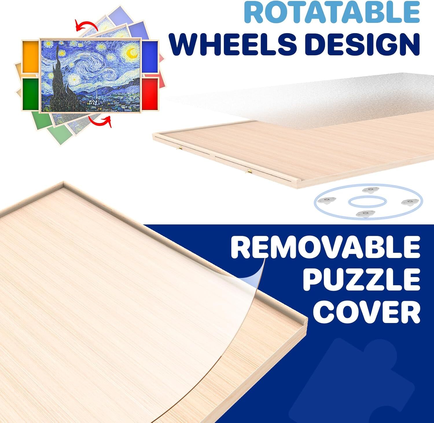 1000PC Wooden Rotating Jigsaw Puzzle Board Table With Drawers & Cover ...