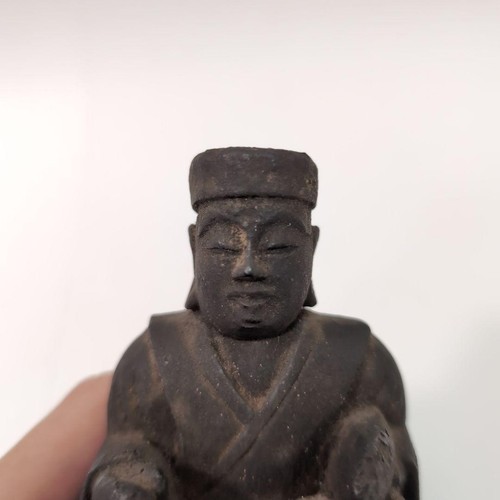 EBISU GOD Wooden Statue 3.7 inch 19TH C EDO Japanese Antique Shinto ...