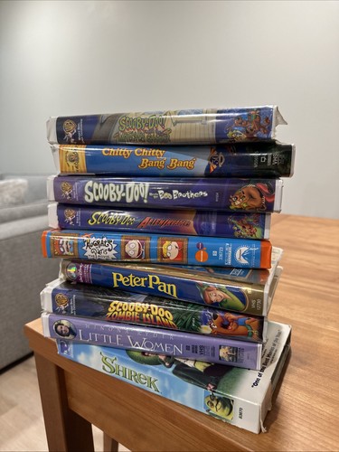 VHS Lot 9 Tapes Rugrats scooby Doo Peter Pan Shrek Chitty Chitty Little ...