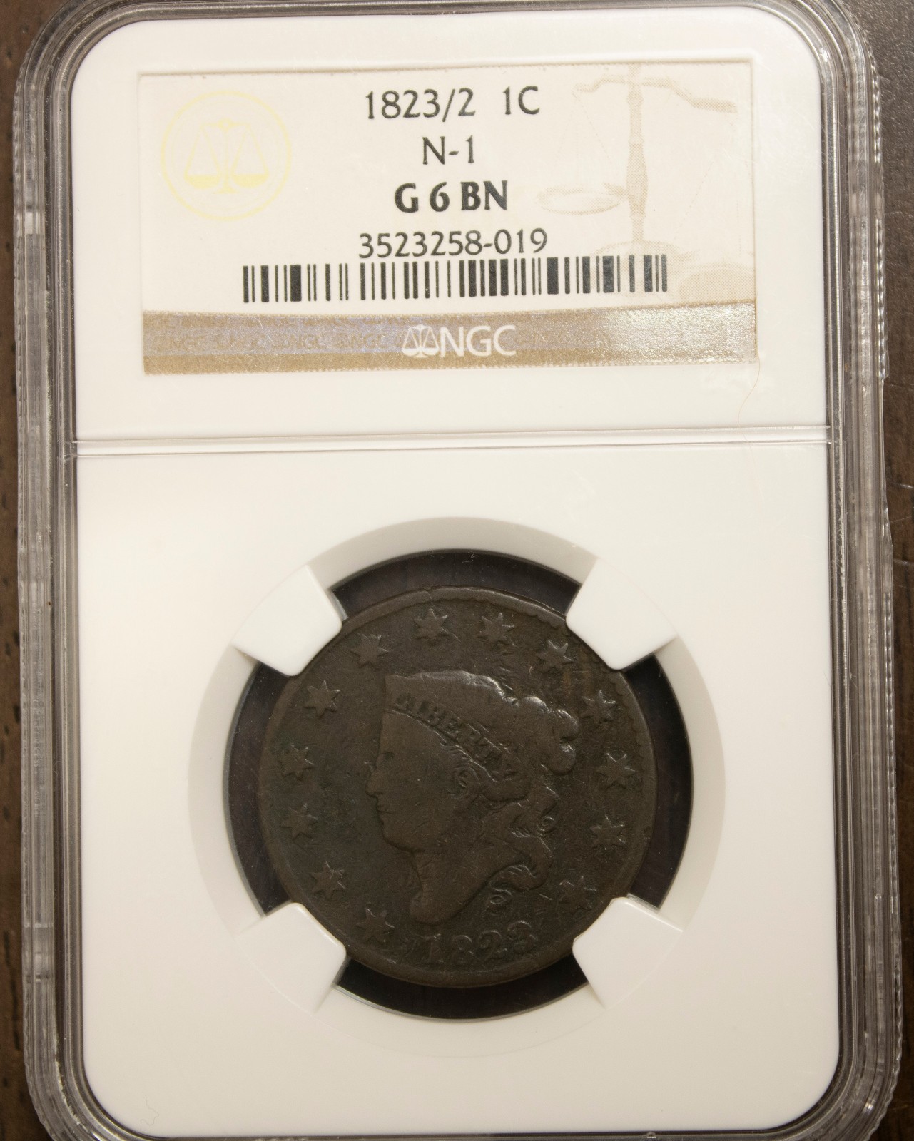 1823/2 Coronet Head Large Cent NGC N-1 G 6 BN Lot 2081 | eBay