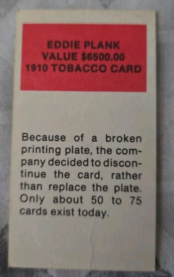 1910 Eddie Plank T-206 Tobacco Baseball Trading Card Piedmont Reprint ...