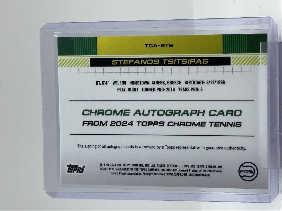 STEFANOS TSITSIPAS 2024 TOPPS CHROME TENNIS AUTOGRAPH SAPPHIRE AUTO ...