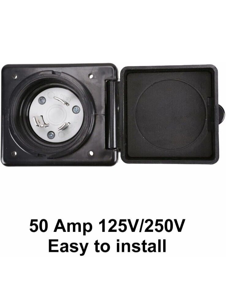 50AMP RV Power Twist Lock Plug Inlet 125V/250V Female Locking Connector ...