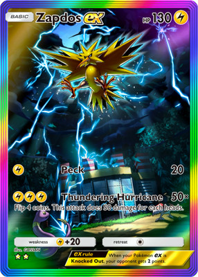 Pokemon Pocket TCG Card 2 Star Full Art Rainbow Zapdos EX Genetic Apex ...