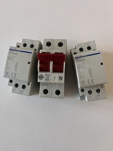 2 x Bomgi BCH-8-40, 40A, Din Rail Mount 250 v 500V 1 Wylex 100A ...