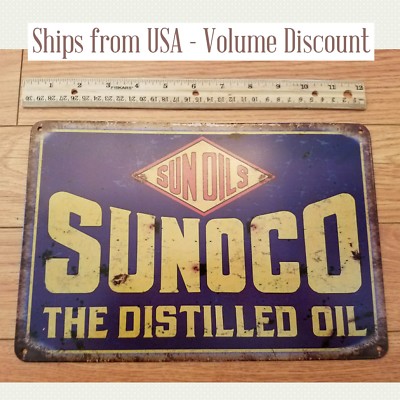 Vintage Sunoco Oil Sign Metal Sunoco Sign Sunoco Gas Station Sunoco Tin ...