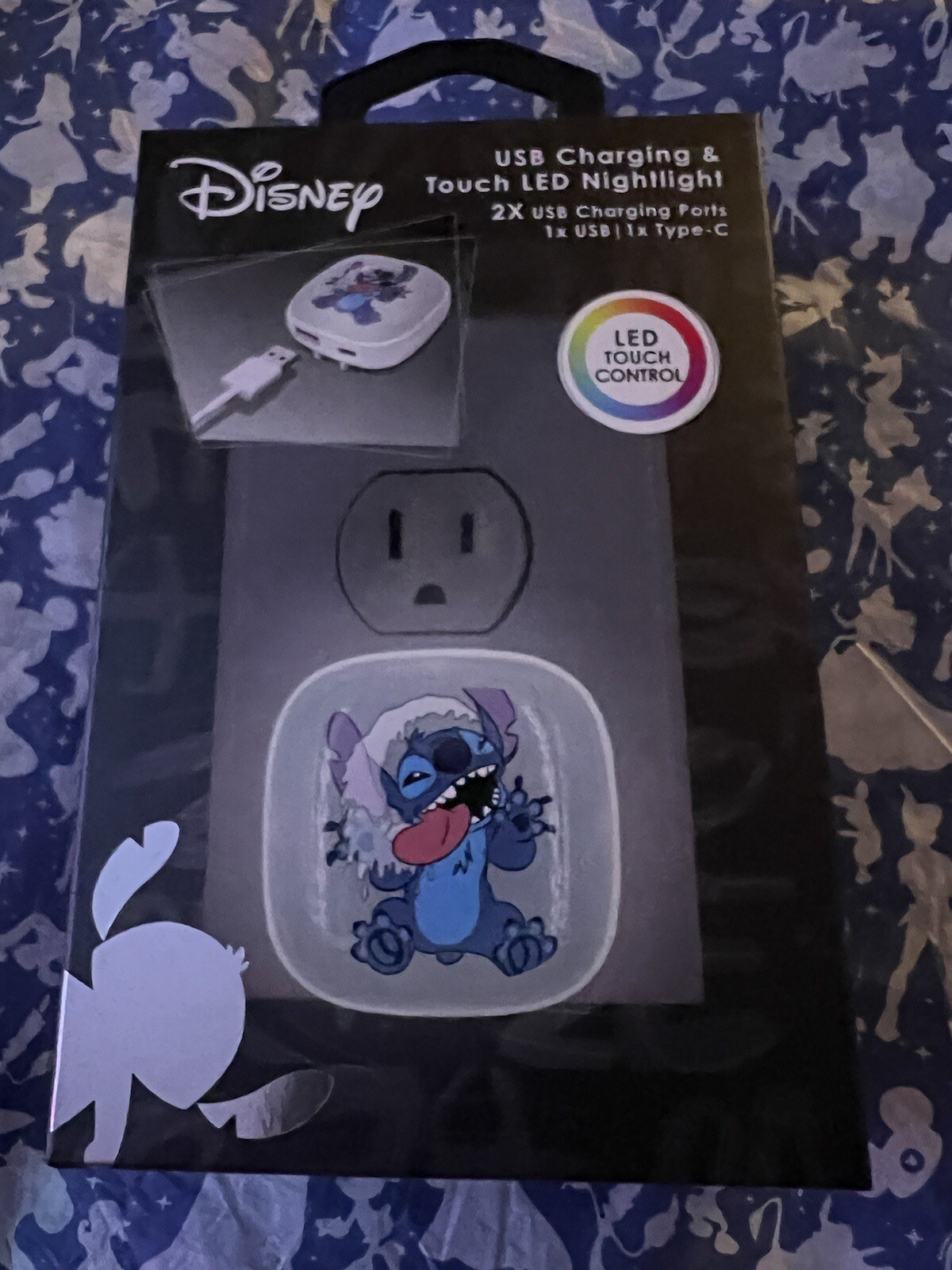 Disney Stitch USB Charging & Touch LED Nightlight 2x USB Charging Ports ...