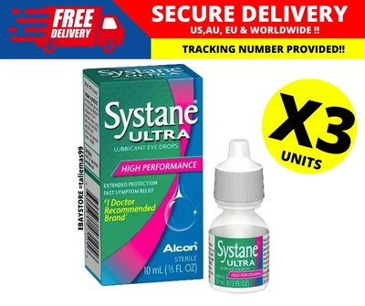 Systane Ultra 10 ml Lubricant Eye Drops OFFICIAL Dry Red Eye Relief X3 ...