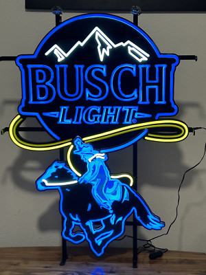 BUSCH LIGHT BEER FARMING LED BAR SIGN MAN CAVE GARAGE RANCHING HORSE ...