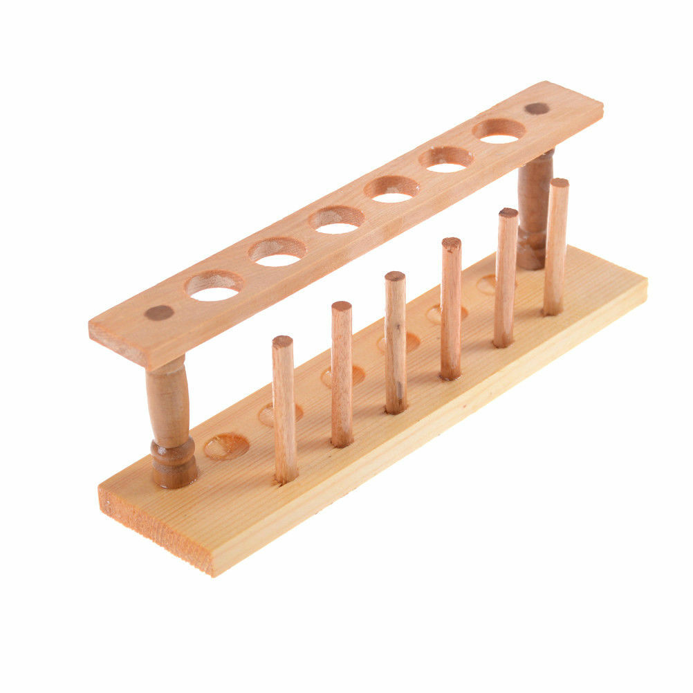 6 Holes Lab Wooden Test Tube Storage Holder Bracket Rack With Stand ...