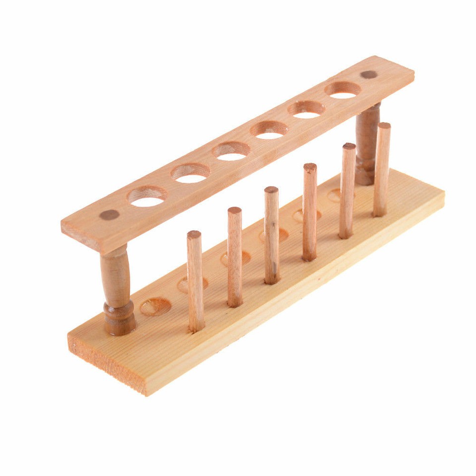 6 Holes Lab Wooden Test Tube Storage Holder Bracket Rack With Stand ...