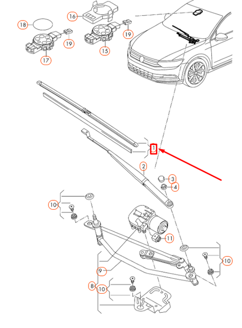 Volkswagen PASSAT B8 Front Aero Wiper Blade Set LHD 3G1998002 Genuine ...