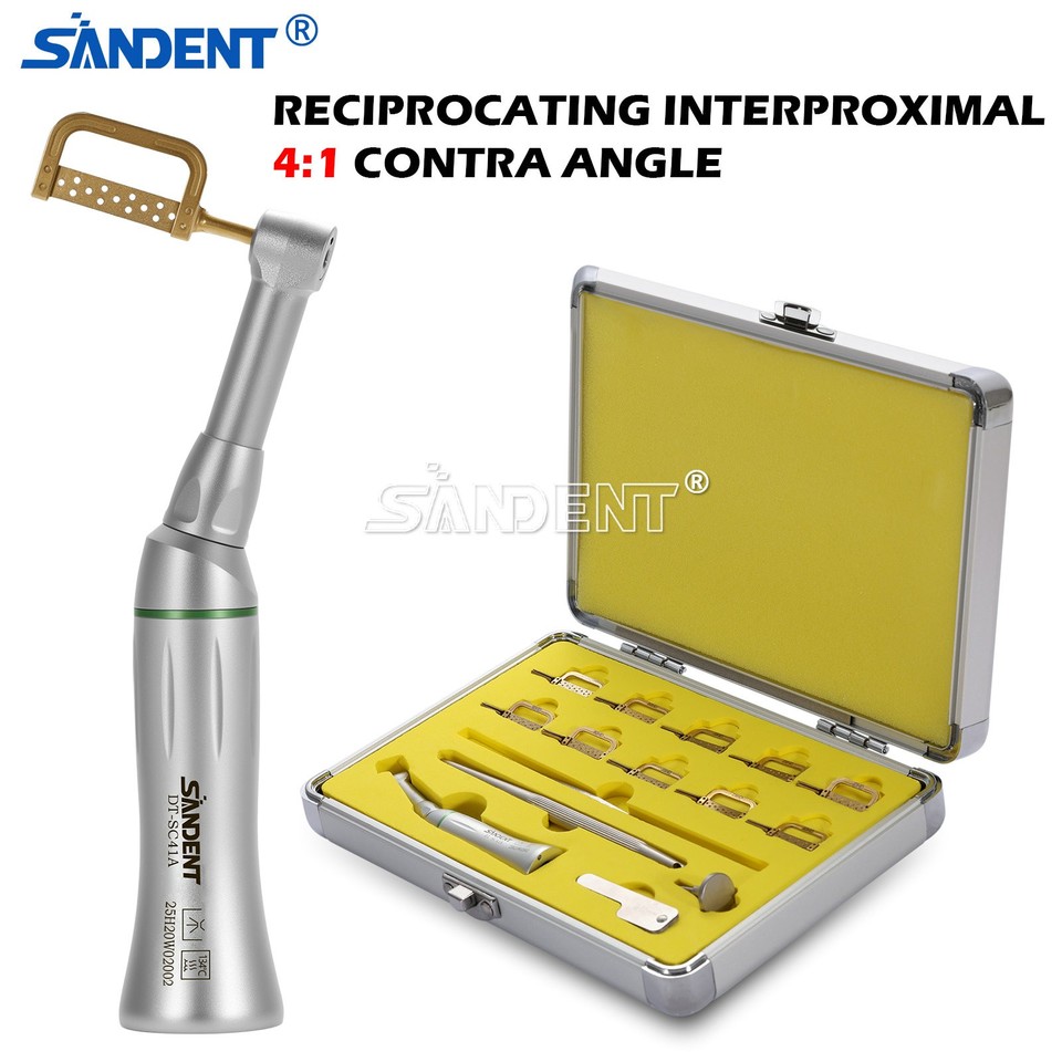 1-10Pcs Dental 4:1 Reduction Contra Angle Handpiece IPR Interproximal ...