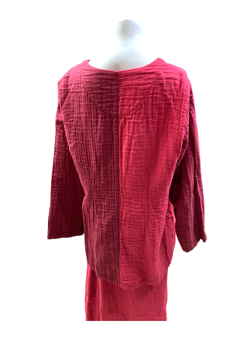 Kleen 100% Rumpled Cotton Lagenlook Pink Button Down Tunic Maxi Skirt ...