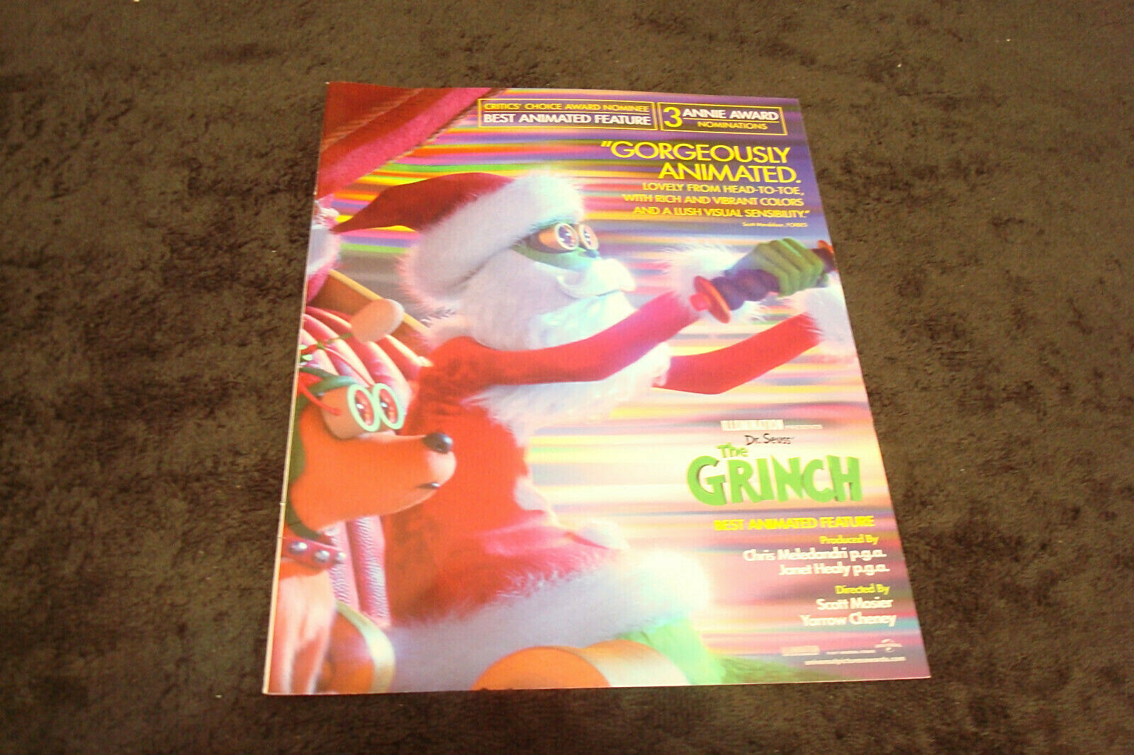 DR. SEUSS' THE GRINCH Oscar ad with Max, for Best Animated, Benedict ...