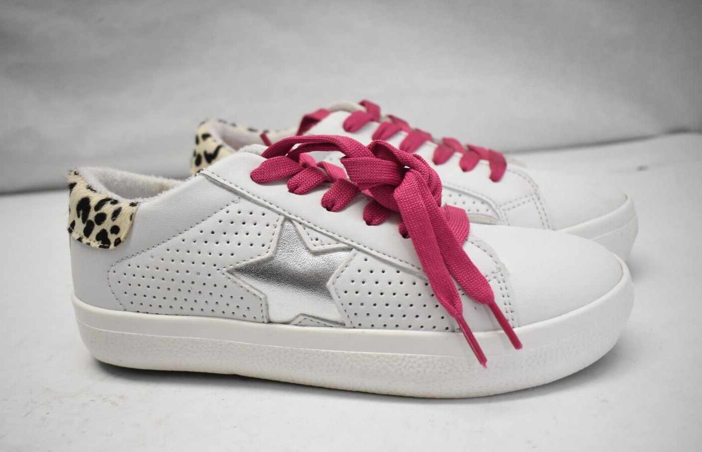 Steve Madden Womens Starling Sneakers White Pink Leopard Shoes Size 6 M ...