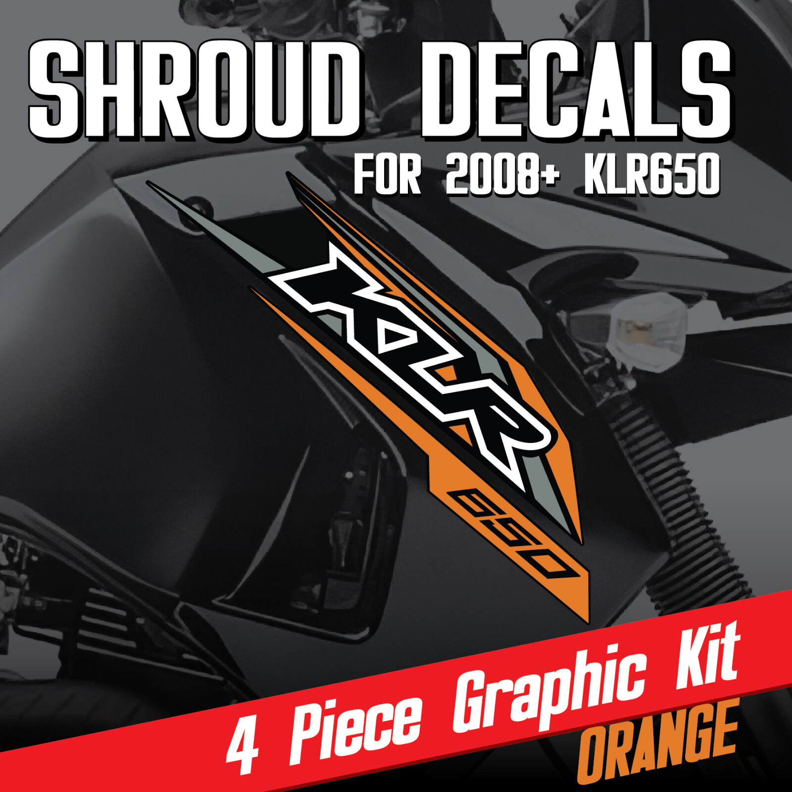 KLR650 graphic kit decals stickers shroud Orange fits Kawasaki KLR 650 ...