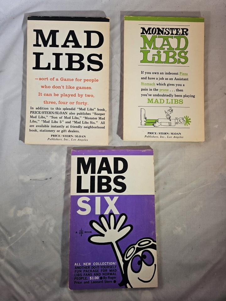 MAD LIBS Lot Of 3 Books World’s Greatest Word Game Vintage Unused | eBay