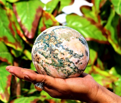 Large 120MM Natural Green Tree Agate Stone Healing Metaphysical Sphere ...