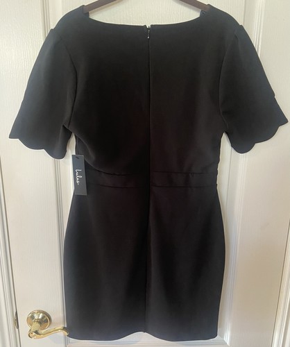 NWT LuLus Truer Words Black Scalloped Short Sleeve Bodycon Dress Size ...