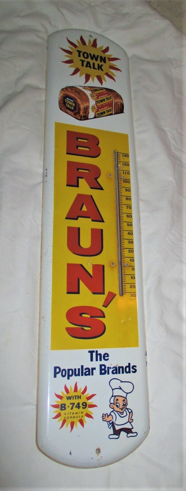 ANTIQUE USA TOWN TALK BREAD COUNTRY BAKERY ADVERTISING SIGN BRAUN'S ...