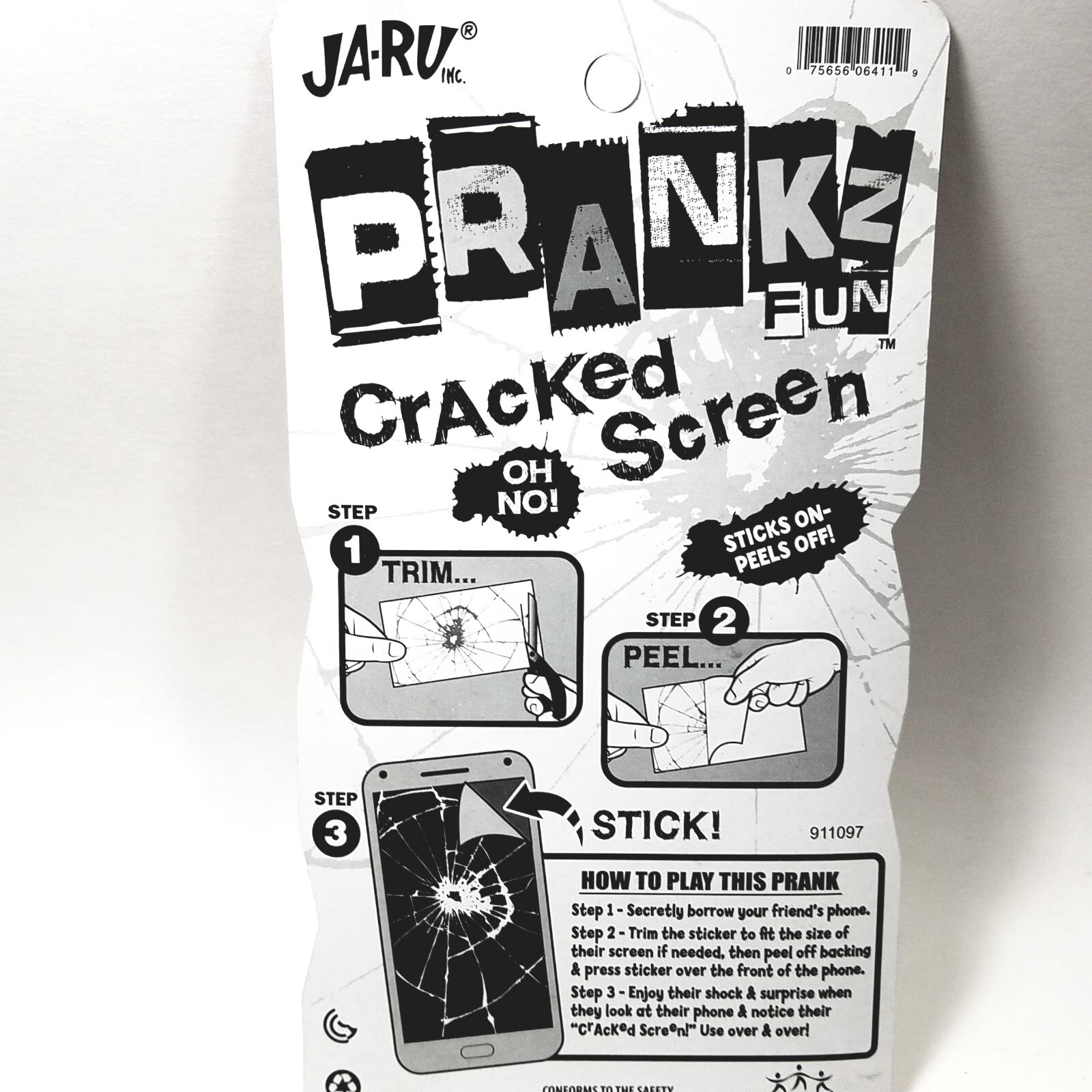 Prankz Fake Cell Phone Cracked Screen Prank Novelty Broken Glass Joke ...