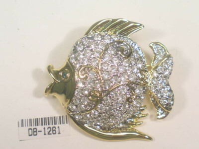 5...Pc's...LOT BROOCHES FISH SEA LIFE DESIGNER SIGNED CRYSTALS 1261last ...