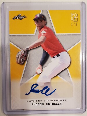 2020 Leaf Perfect Game Blank Back Yellow Andrew Estrella Autograph RC 1 ...