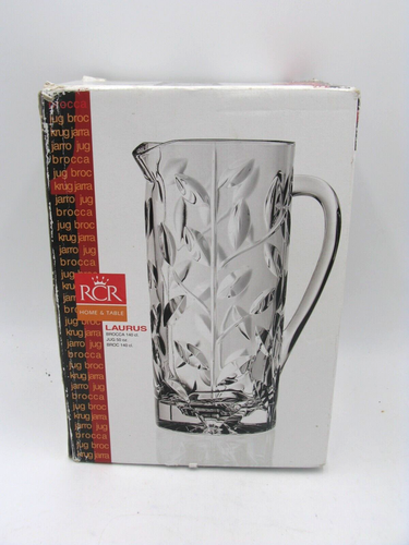 RCR Crystal Pitcher Jug Laurus Brocca Made In Italy 50 Oz & 9" Tall New ...