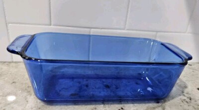 Pyrex Cobalt Blue Bread Loaf Meatloaf Baking Glass Pan 213-R 1.5 Qt ...