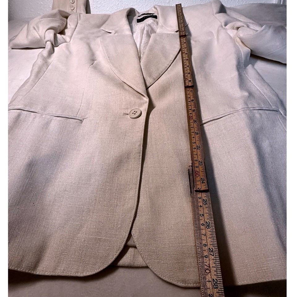 Vintage Giorgio St Angelo Cream Linen Blend Single Breast Blazer Womens ...