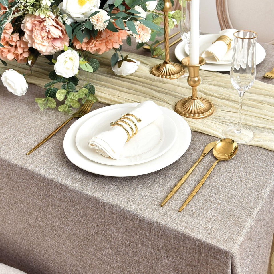 Faux Linen Tablecloths for Rectangle Tables: Water & Stain Resistant ...