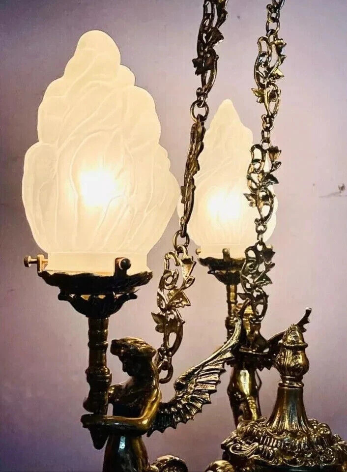 Vintage Brass Mermaid Ceiling Pendant Light - Art Deco Chandelier Lamp ...