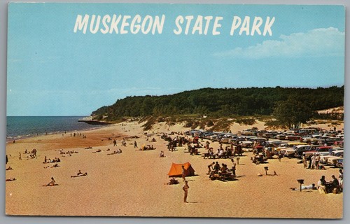 Muskegon Michigan c1950s Muskegon State Park Beach Great Lakes Chrome ...