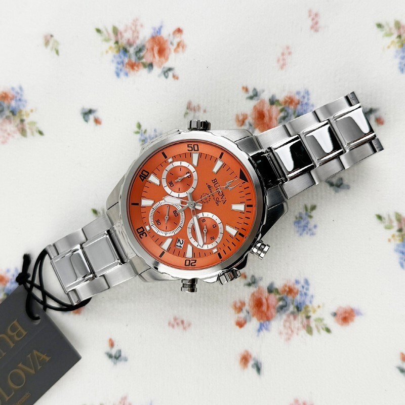 Bulova 96B395 Marine Star Orange Dial Men's Chronograph Quartz Watch ...