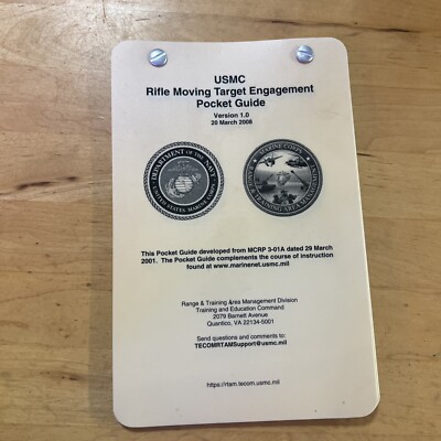 RARE USMC MARINE RIFLE MOVING TARGET ENGAGEMENT POCKET GUIDE MARSOC ...