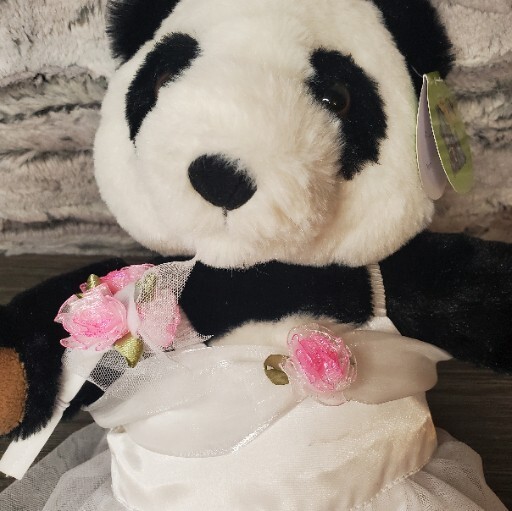 The Bear Mill Plush Panda Bear With White Wedding Dress Costume ...