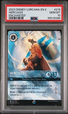 Disney Lorcana Hercules Divine Hero Enchanted 215/204 PSA 10 GEM MINT ...