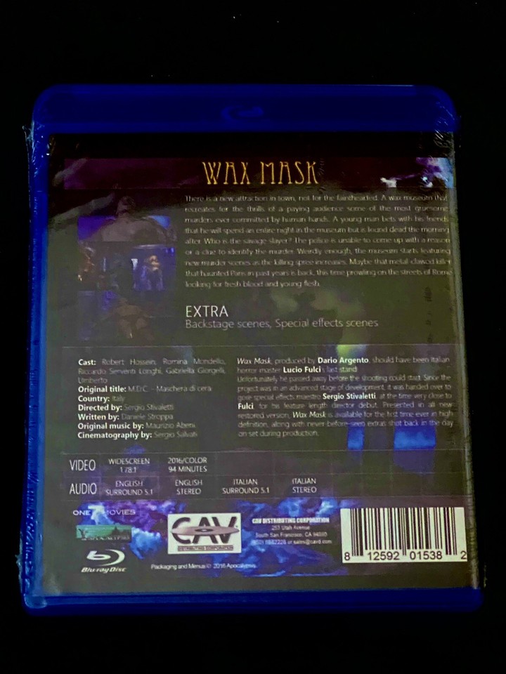 The Wax Mask (Blu-ray, One 7 Movies, 1997 Sergio Stivaletti, Dario ...