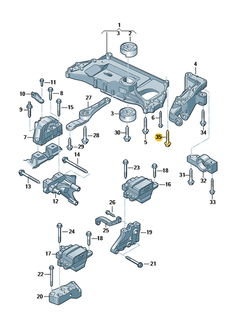Volkswagen Screw Bolt Wishbone Subframe Consoles Suspension Genuine VW ...