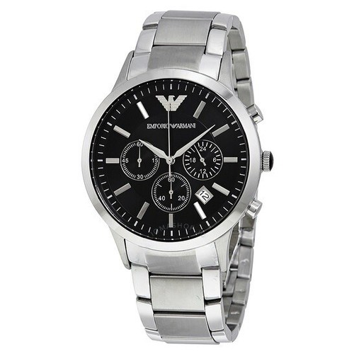 Emporio Armani AR2434 Men's Chronograph Silver Stainless Steel Watch ...
