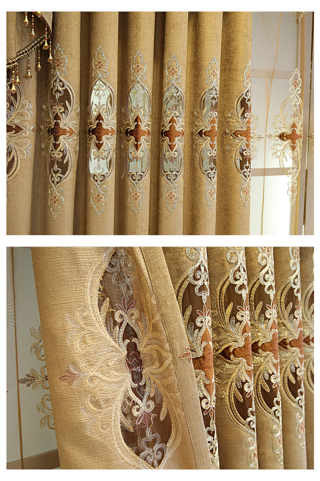 Chenille embroidered European coffee cloth curtain tulle valance drape ...