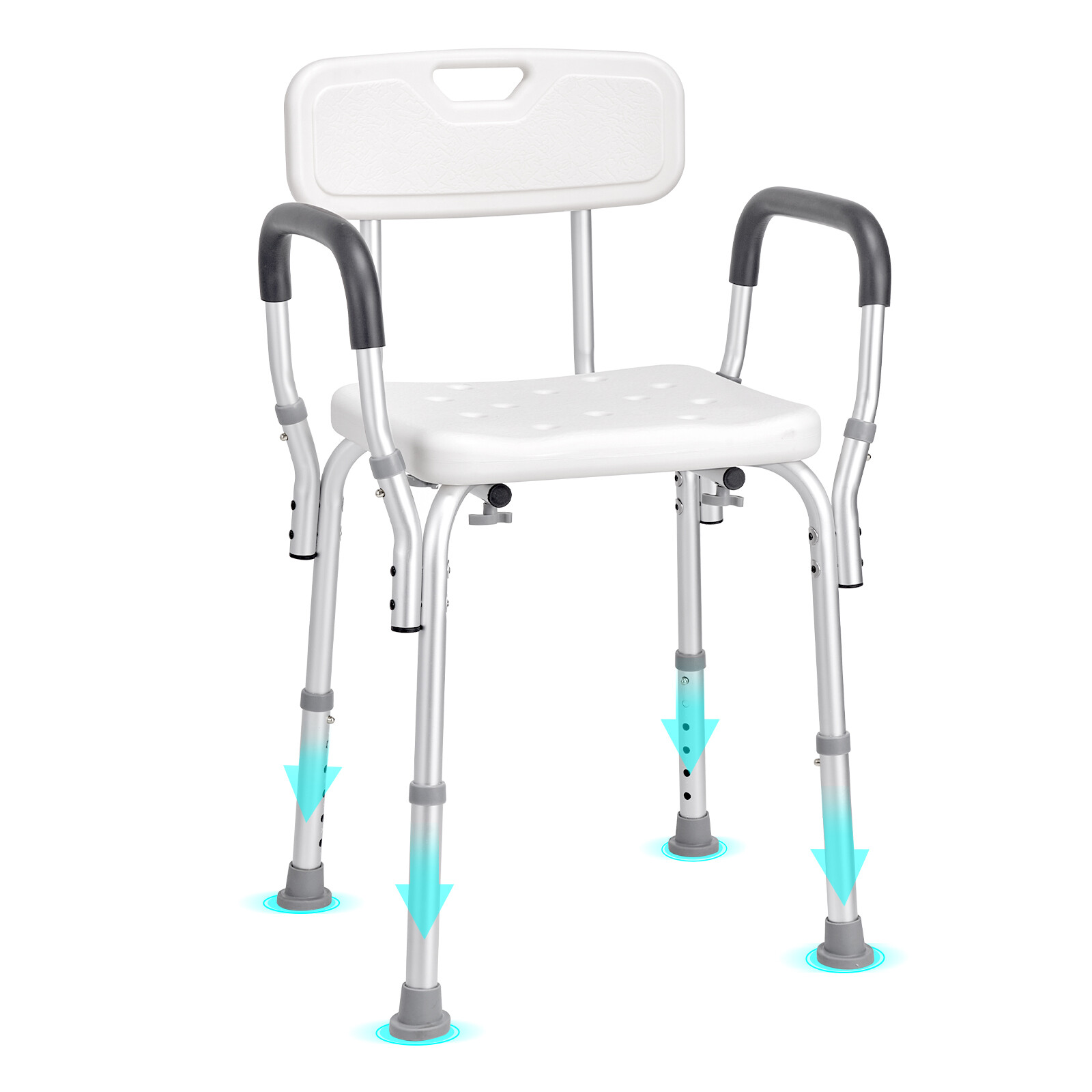 VEVOR Shower Chair Bath Bench Seat Stool with Back Arms Adjustable ...