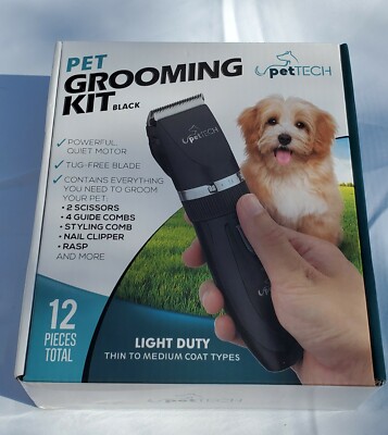 Pet Tech Pet Grooming Kit. For Thin To Med Coats. Color Is Black New 12 ...
