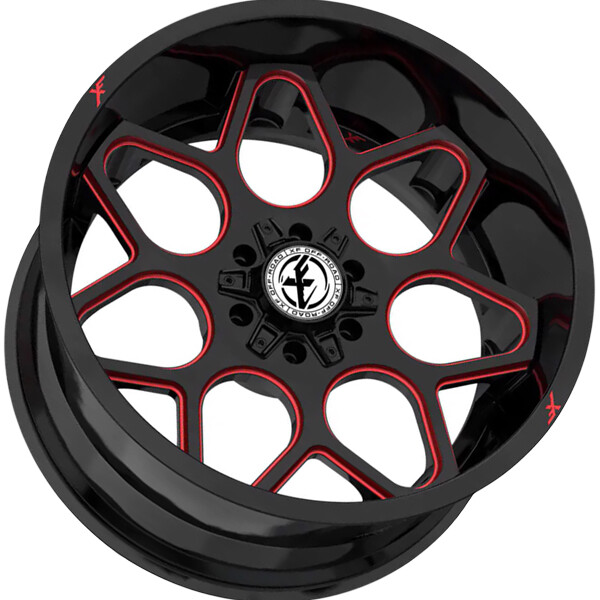 (Set of 4) XF Off-Road XF-233 20x10 8x6.5"/8x170 -24mm Black/Red Wheels ...