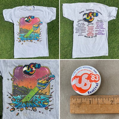 Vtg 80s US 83 Festival & Pin Promo Band Shirt Raglan Jersey Single ...